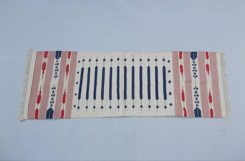 Multiple Sizes Blue Red and off White Modern Striped Rug | Etsy