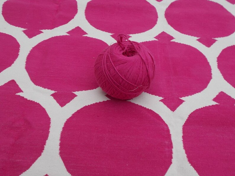 Multiple Sizes Cotton Pink Rug Dhurrie - Queen Pink Beautiful Colour ...