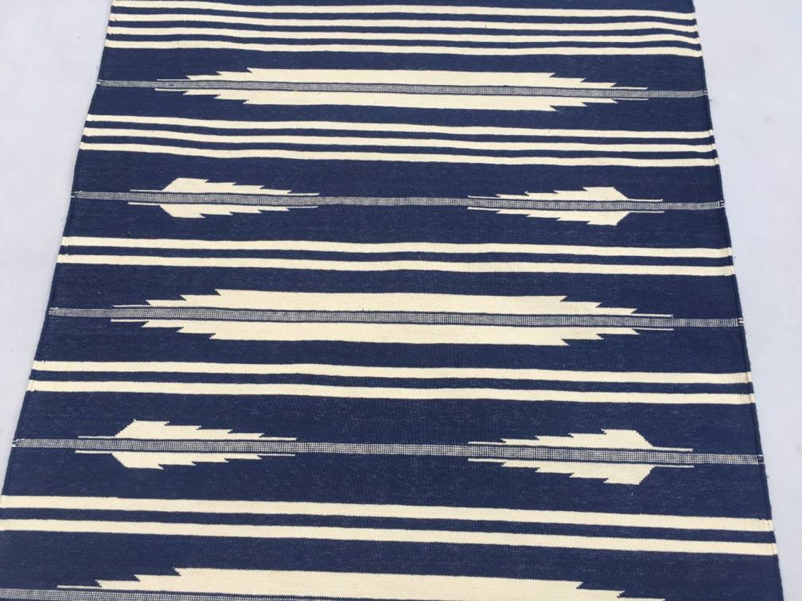 Multiple Sizes Navy Dark Royal Blue Cotton Hand Woven Rug | Etsy