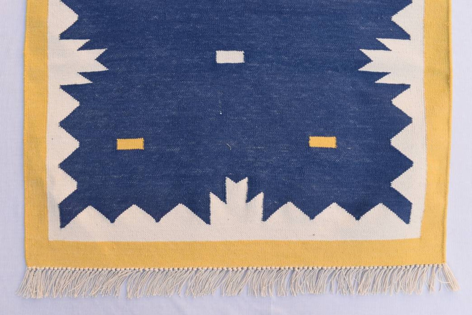 Blue and Yellow Modern Cotton Runner Rug Hand Woven Runner - Etsy