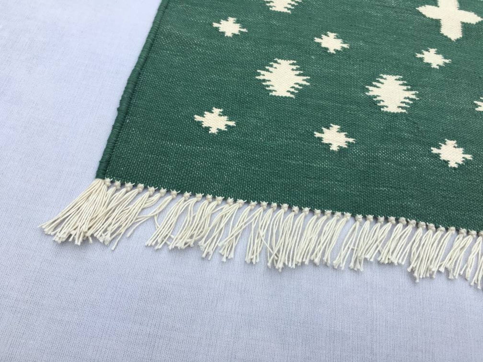 Multiple Sizes Cotton Green and White Handmade Cotton Rug - Etsy