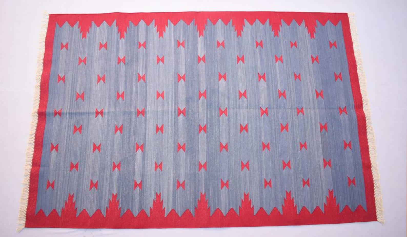 Multi Sizes Cotton Blue and Red Handmade Modern Design Rug. | Etsy