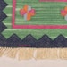 Green and Blue Modern Flowers Design Hand Woven Runner Rug- Reversible ...