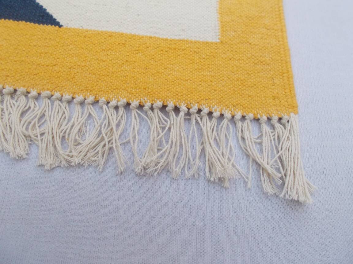 Multiple Sizes Blue,yellow and White Rug Runner- Hand Woven Runner - Etsy