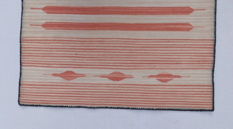 Beige and Red Modern Striped Cotton Flat Weave Hand Woven Rug - Etsy