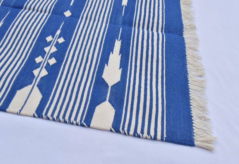 Multiple Sizes Blue and White Modern Stripes Hand Woven Runner - Etsy
