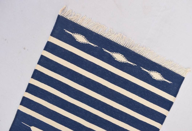Multiple Sizes Navy & White Modern Striped Rug Runner- Dark Navy and ...