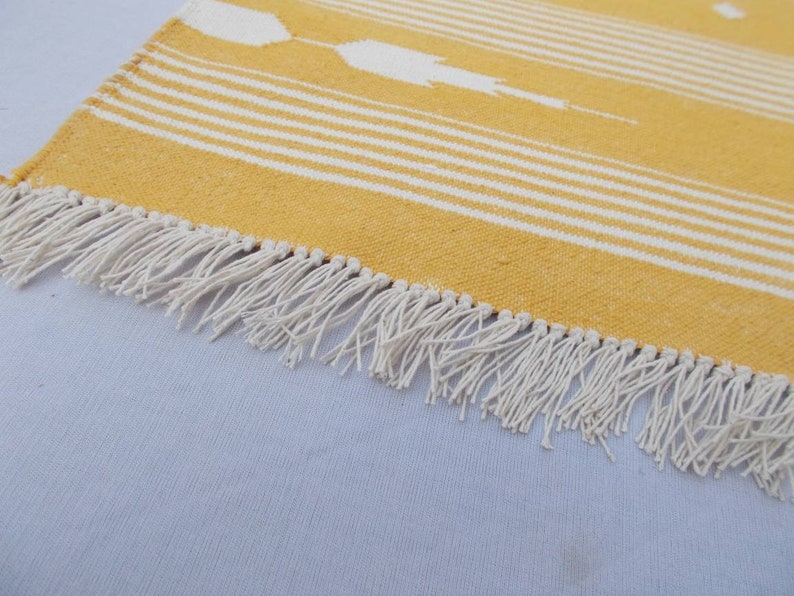 Multiple Sizes Yellow Stripes Rug Runner- Hand Woven Runner - Etsy