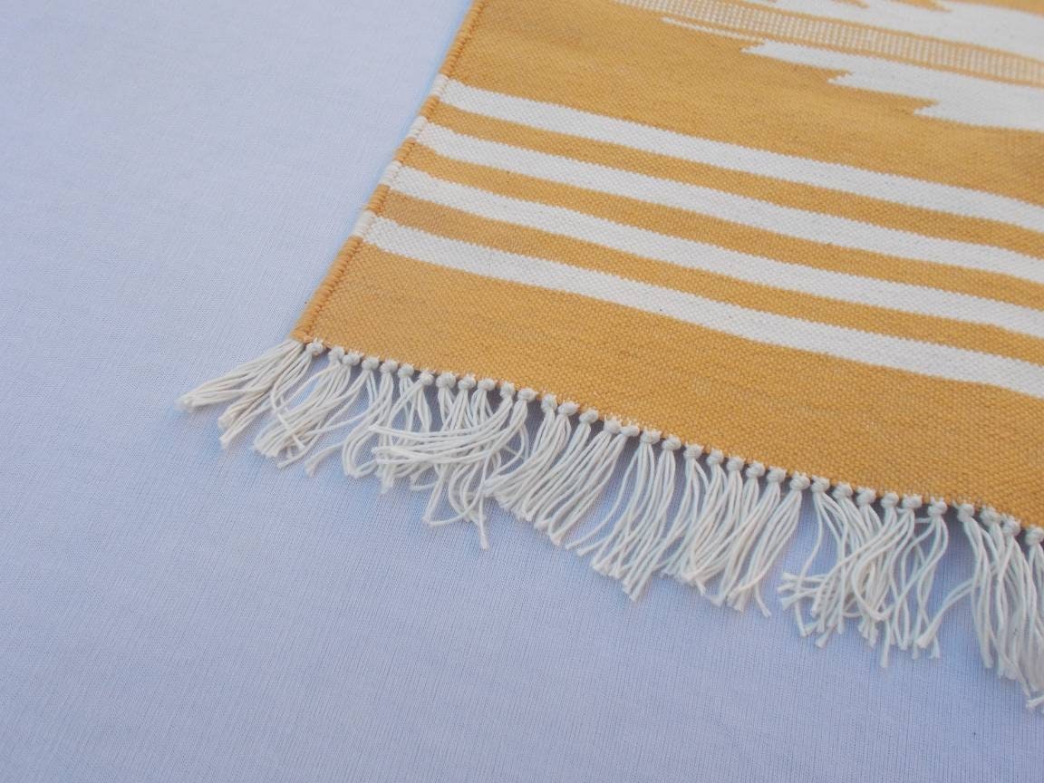 Multiple Sizes Yellow Cotton Runner Rug Gold Yellow And | Etsy