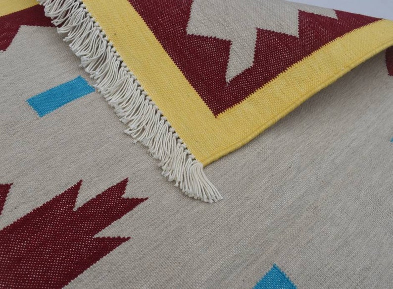 2x3 Small Size Colorful Cotton Rug Yellow Border Beautiful - Etsy