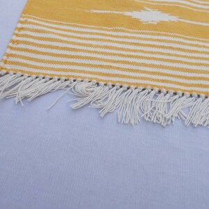 Multiple Sizes Yellow and White Stripes Handmade Cotton Rug Dhurrie ...