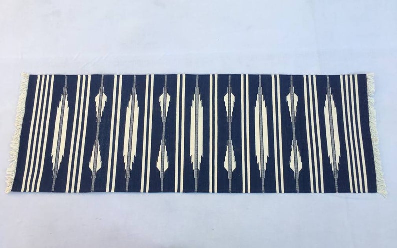 Multiple Sizes Dark Royal Navy Blue Cotton Runner Rug-modern Style Rug ...