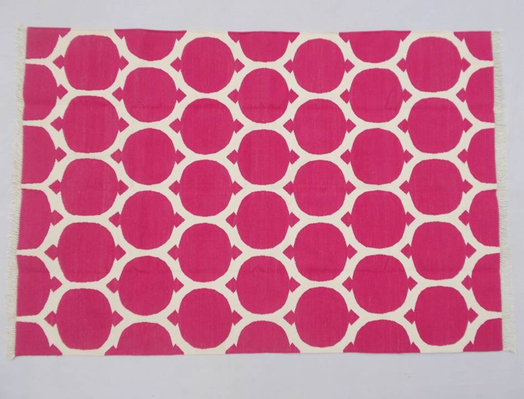 Multiple Sizes Cotton Pink Rug Dhurrie - Queen Pink Beautiful Colour ...