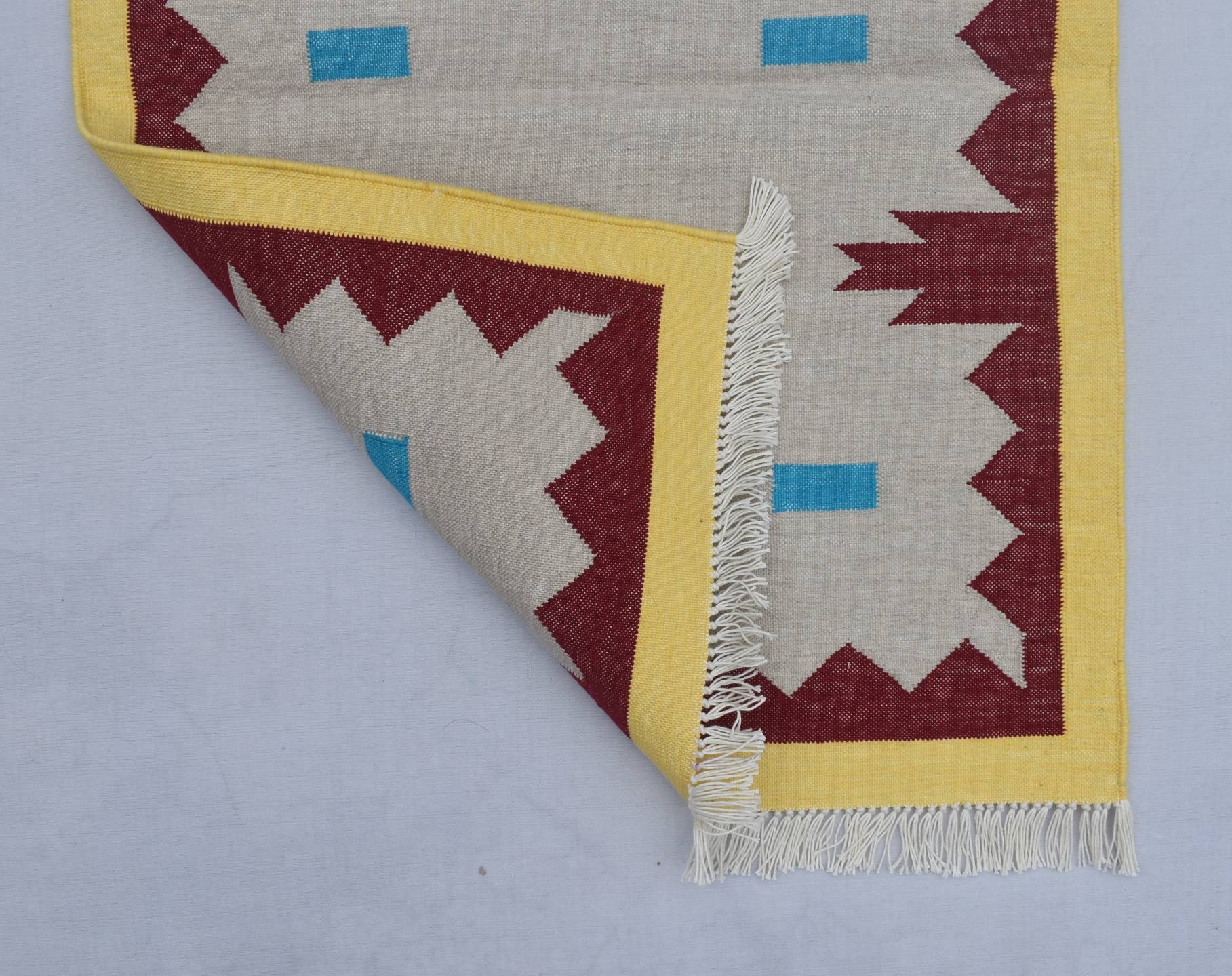 2x3 Small Size Colorful Cotton Rug Yellow Border Beautiful - Etsy