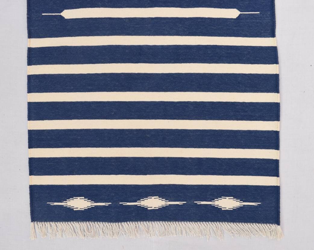 Multiple Sizes Navy & White Modern Striped Rug Runner- Dark Navy and ...