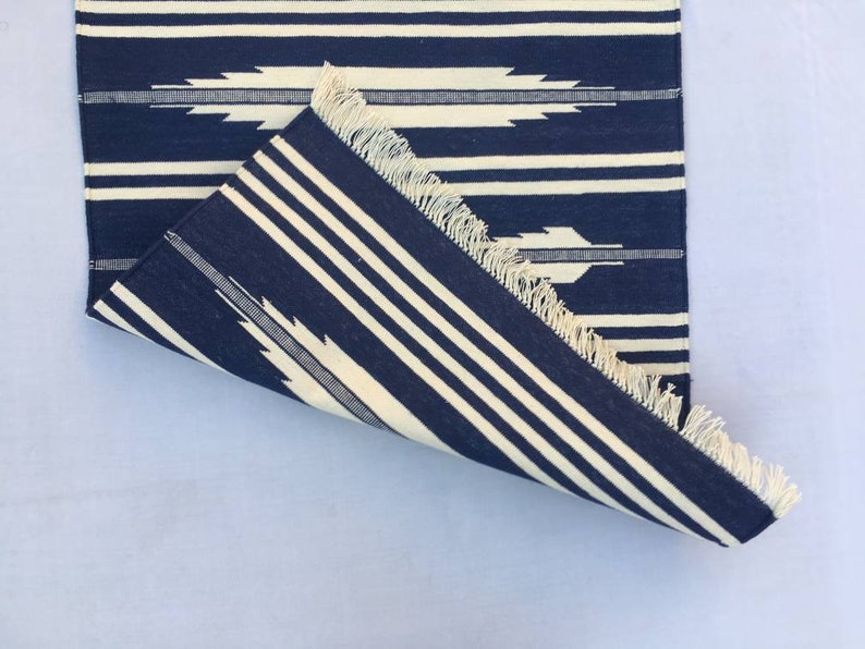 Multiple Sizes Dark Royal Navy Blue Cotton Runner Rug-modern Style Rug ...