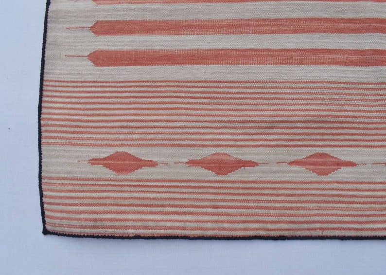 Rustic Beige and Red Cotton Handmade Modern Stripes Rug With - Etsy