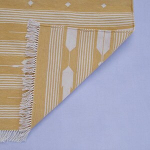 Multiple Sizes Yellow and White Stripes Handmade Cotton Rug Dhurrie ...