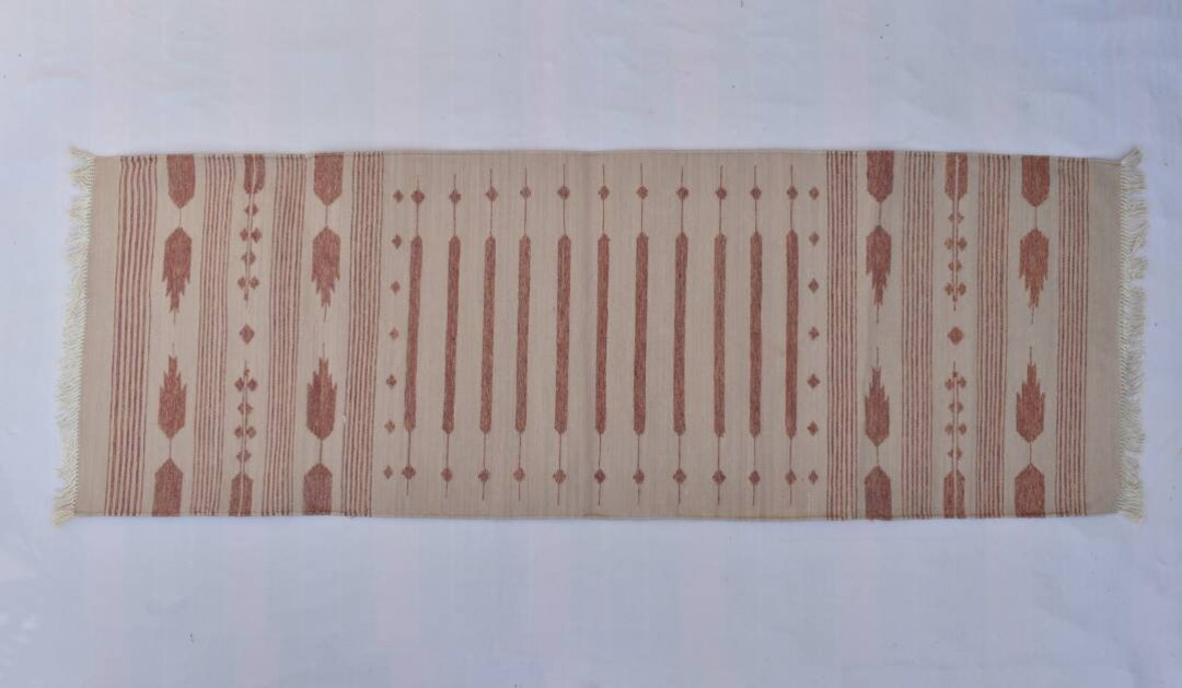 2x6 Cotton Hand Woven Rug Dhurrie - Beige Handmade Flat Weave Runners - Etsy