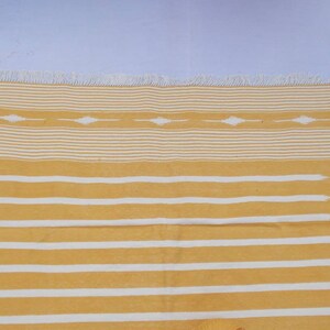 Multiple Sizes Yellow and White Stripes Handmade Cotton Rug Dhurrie ...