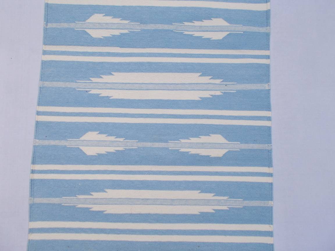 Multiple Sizes Blue Cotton Runner Handmade Stripes Light - Etsy