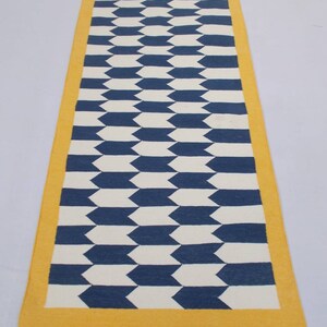 Multiple Sizes Blue,yellow and White Rug Runner- Hand Woven Runner - Etsy