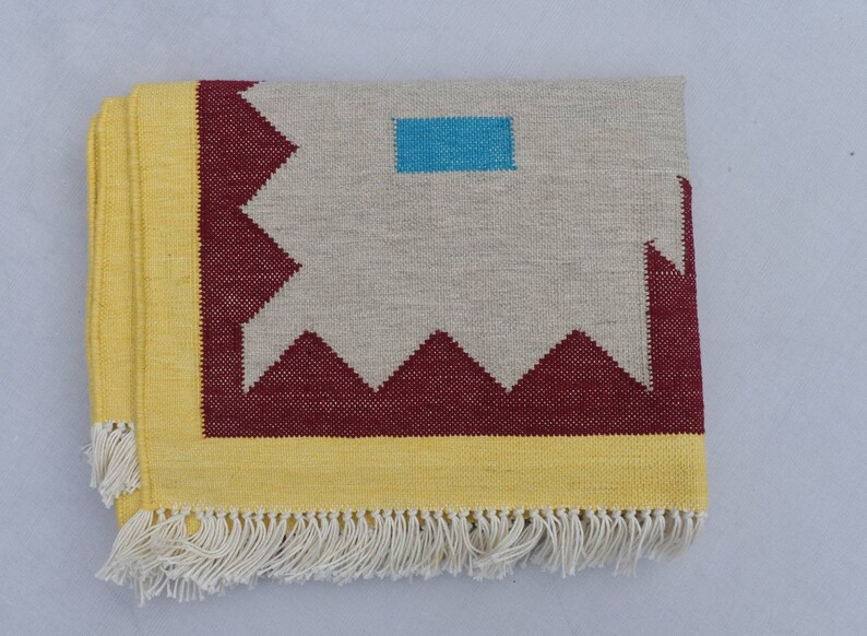 2x3 Small Size Colorful Cotton Rug Yellow Border Beautiful - Etsy