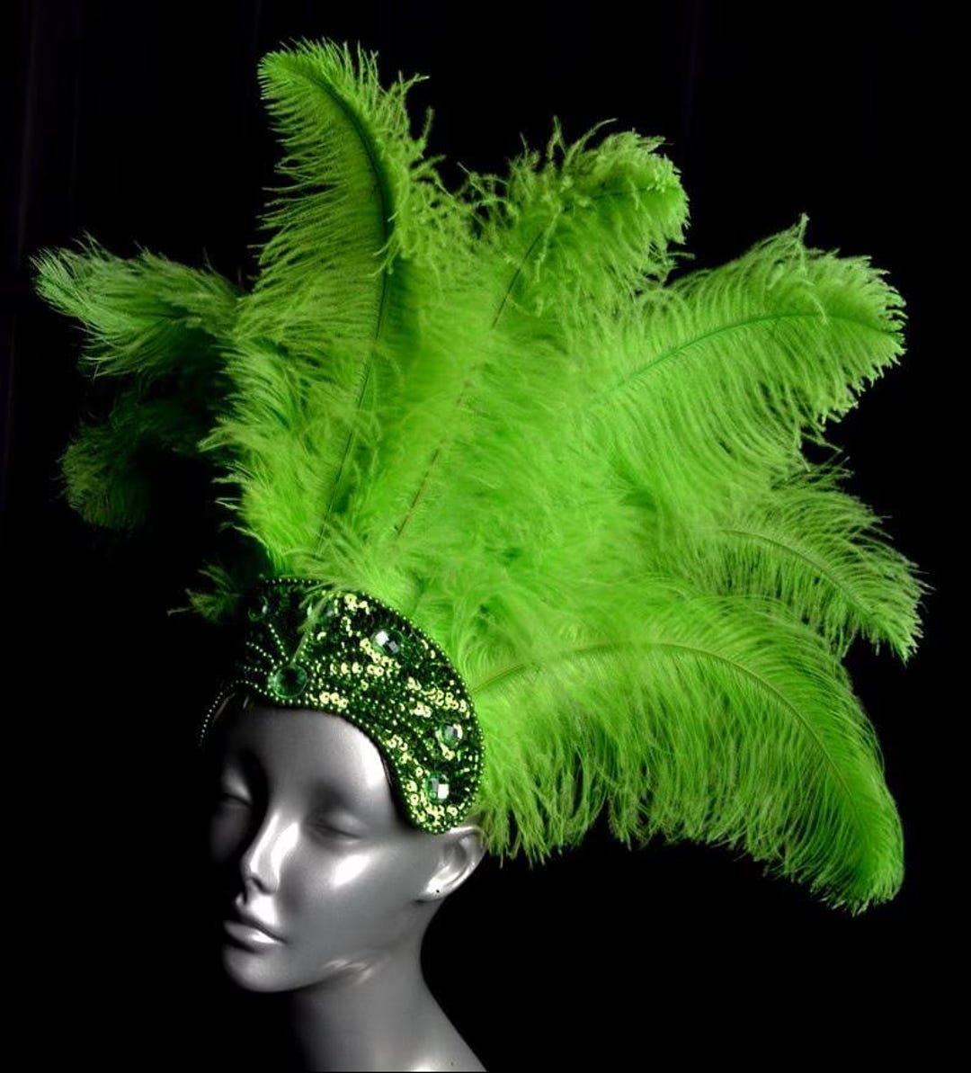 Ostrich Feather Headdress, Carnival Feather Headpiece, Showgirl ...