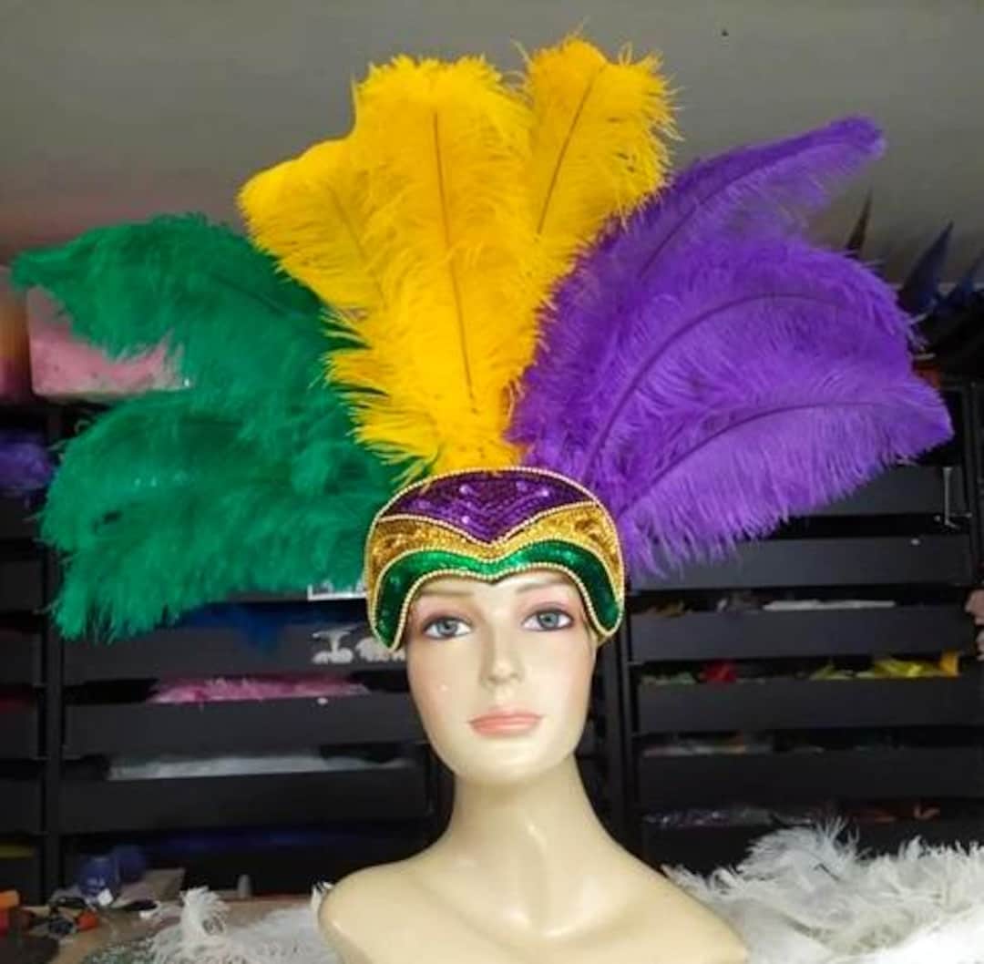 Ostrich Feather Headdress, Carnival Feather Headpiece, Showgirl ...