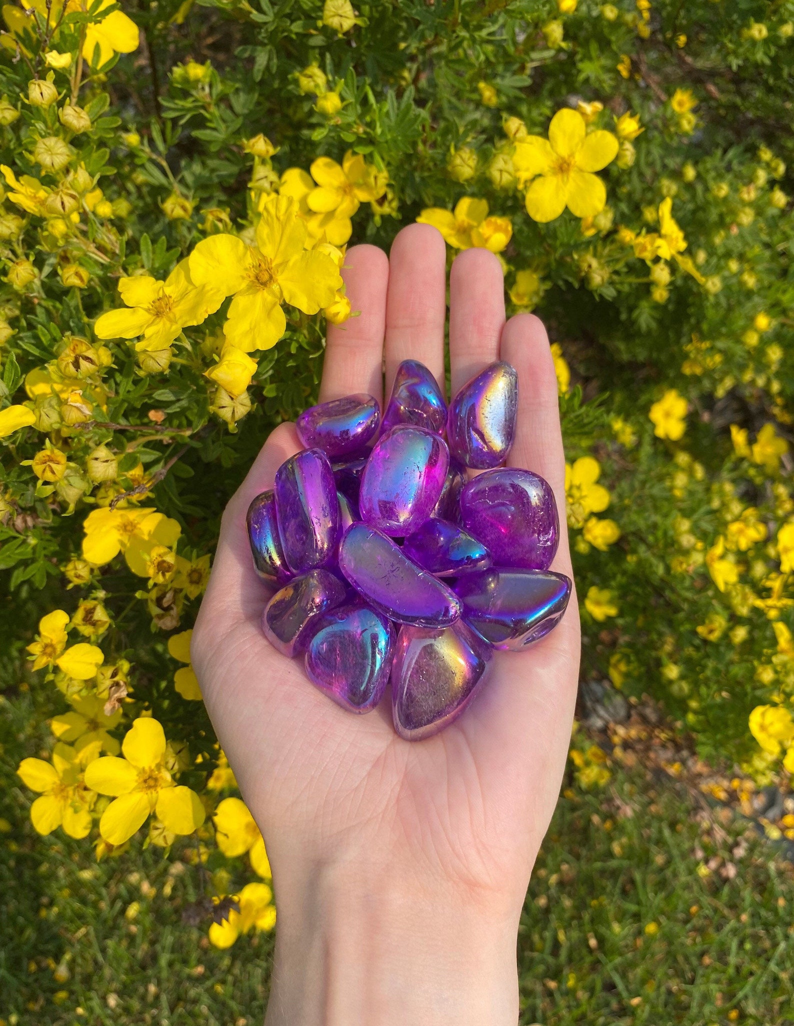 Purple Aura Quartz Tumbled Stone Crystals Grids Gift Idea | Etsy
