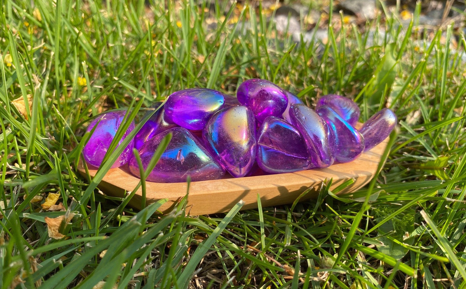 Purple Aura Quartz Tumbled Stone Crystals Grids Gift Idea | Etsy