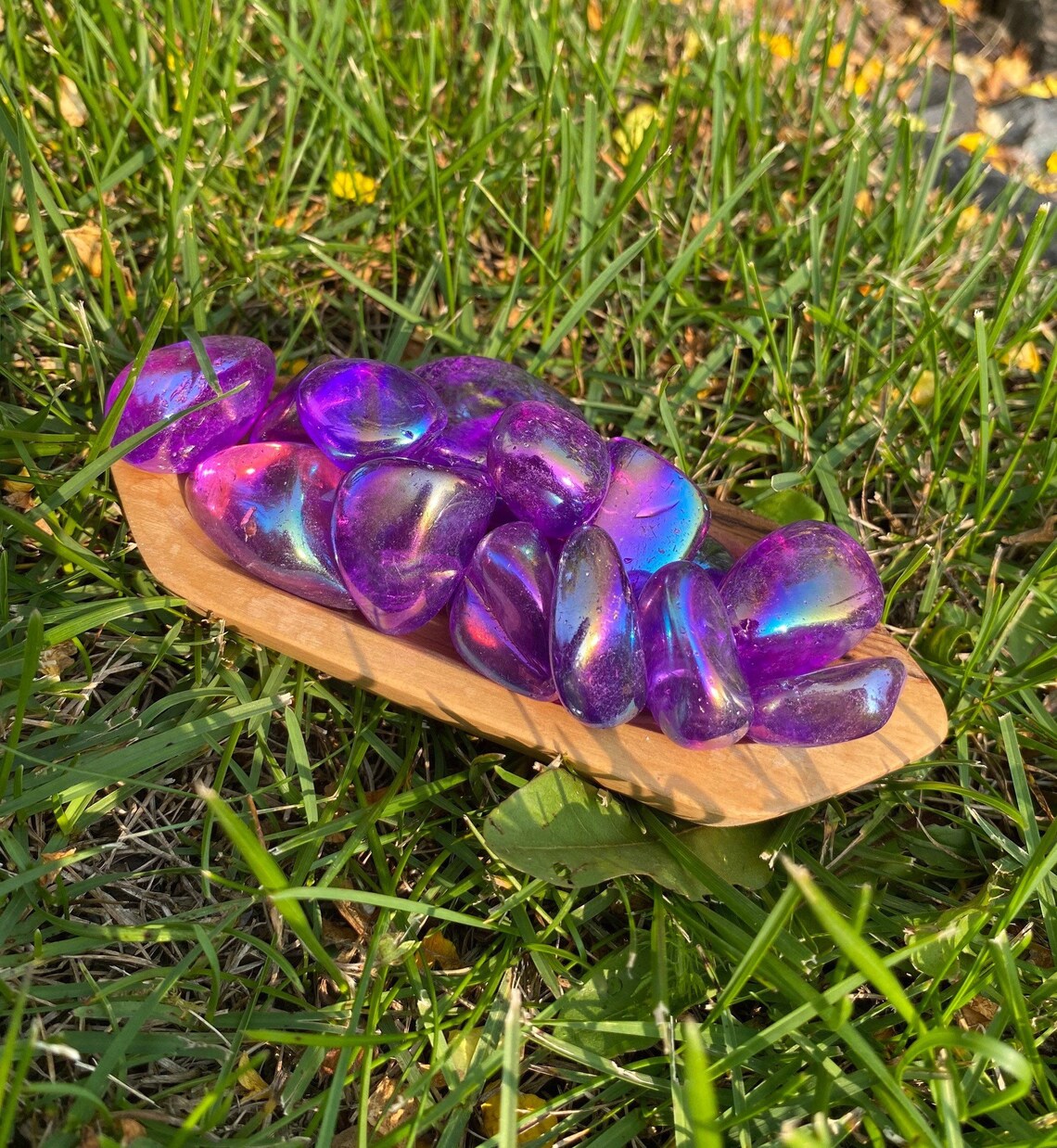 Purple Aura Quartz Tumbled Stone Crystals Grids Gift Idea | Etsy
