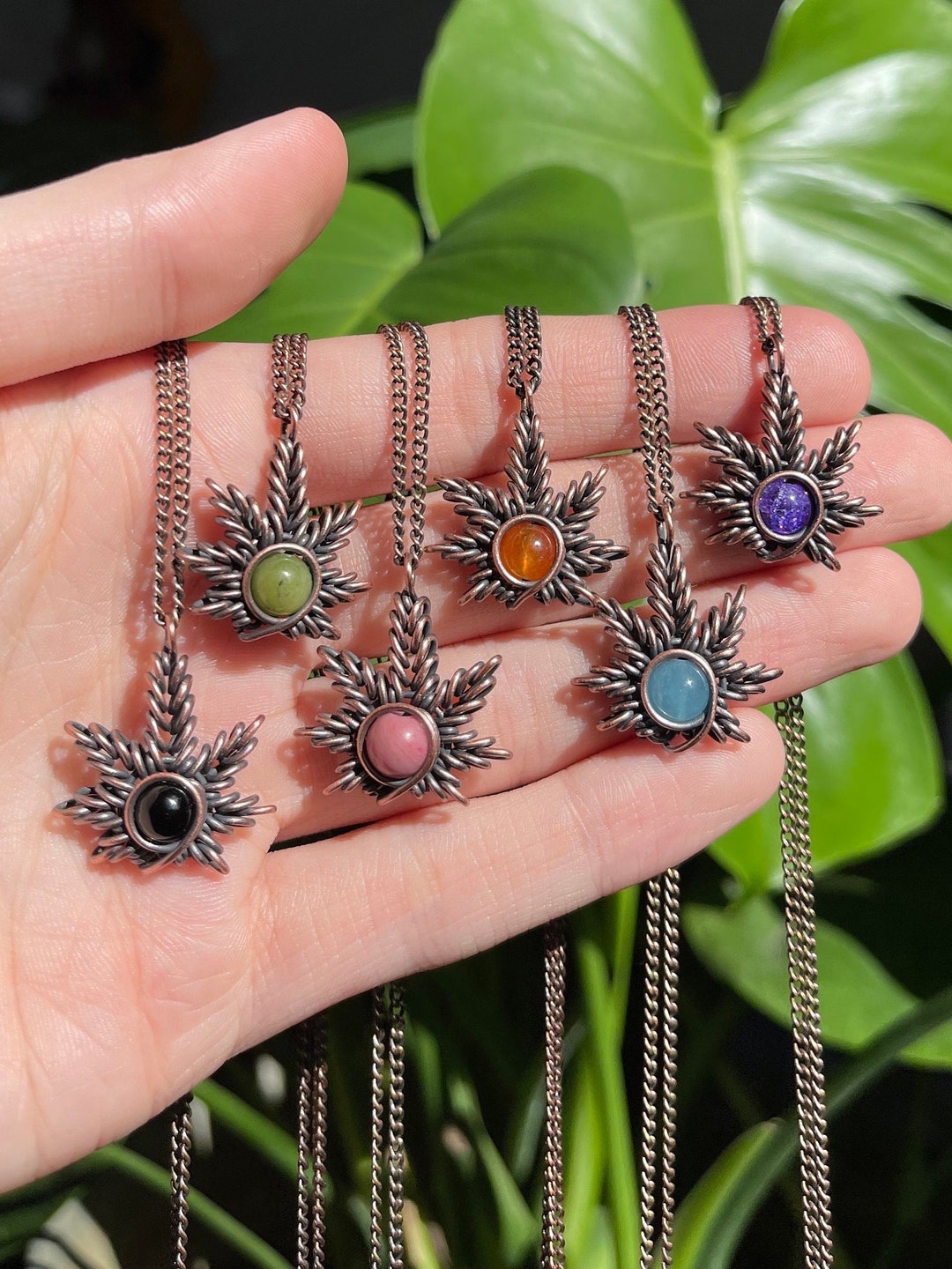 Marijuana Crystal Necklace, Wire Wrapped Copper Jewelry, 420 Gifts ...