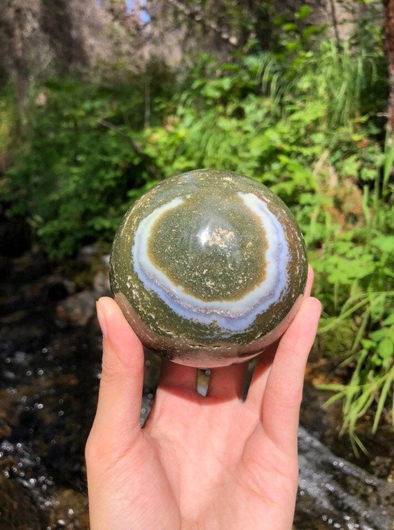 Home & Living Home Décor Unique Colorful Ocean Jasper Sphere // Ocean ...
