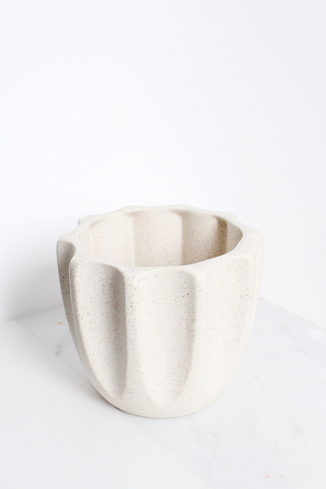 Neutral Modern Pot Fluted Beige Cream Ceramic Vase Pot Gift Minimal ...