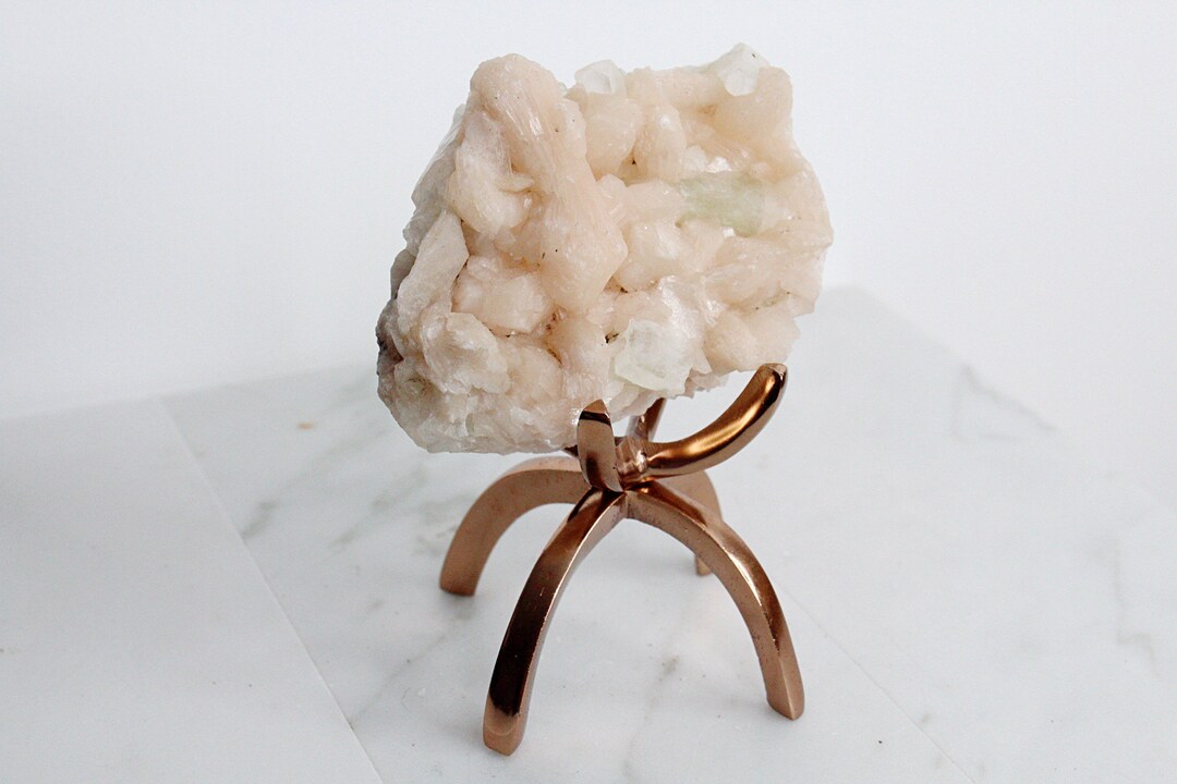 Pink Stilbite Green Quartz Mineral: Boho Decor With White Apophyllite ...