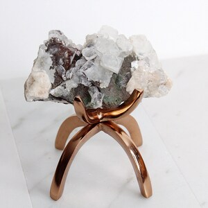 Raw Natural Crystal Stand White Apophyllite Stilbite Quartz Brass ...