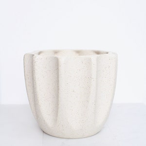 Neutral Modern Pot Fluted Beige Cream Ceramic Vase Pot Gift Minimal ...