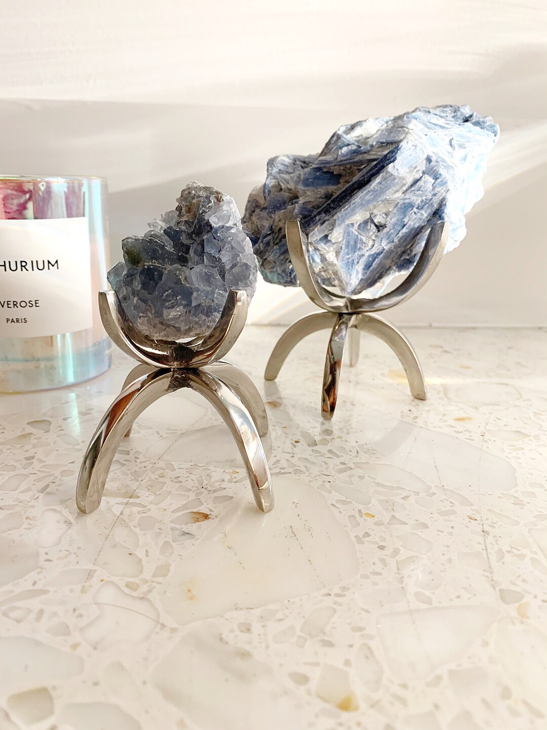 Small + Large Pack Modern Silver Crystal Stand Display Crystal Stand ...