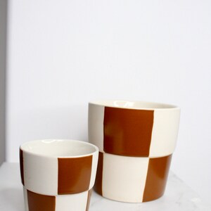 Checkerboard Pot Brown Retro Planter for Indoor Plants and Home Decor ...