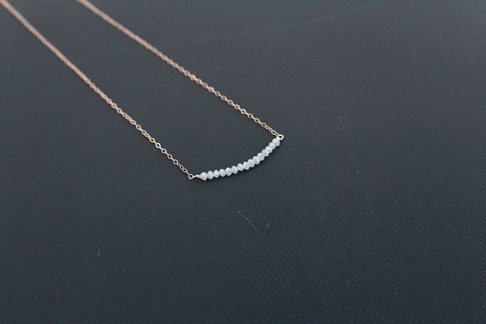 Modern Simple Mini Raw White Diamond Bar 14k Rose Gold-filled - Etsy