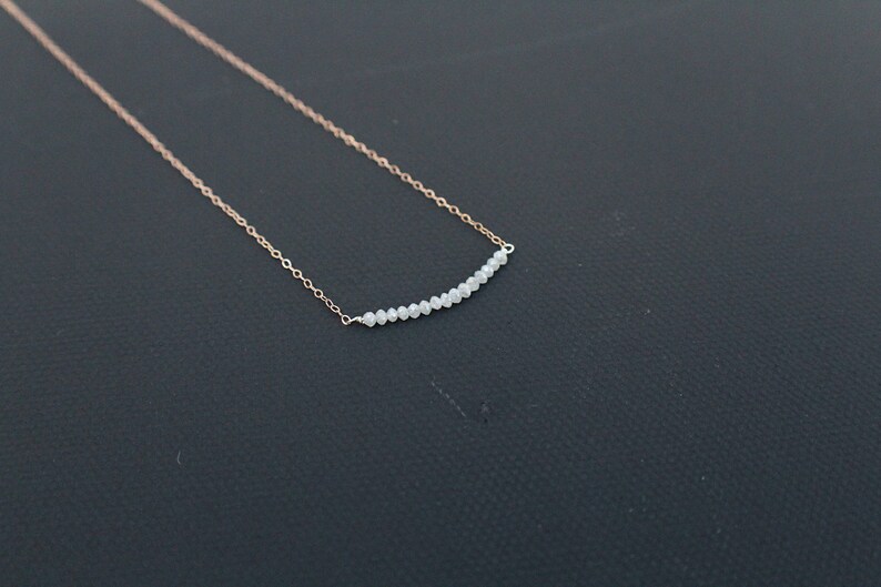 Modern Simple Mini Raw White Diamond Bar 14k Rose Gold-filled - Etsy