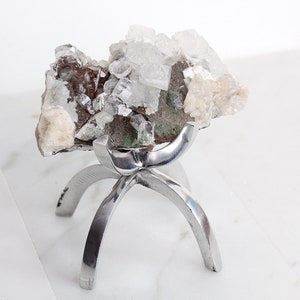 Raw Natural Crystal Stand White Apophyllite Stilbite Quartz Brass ...