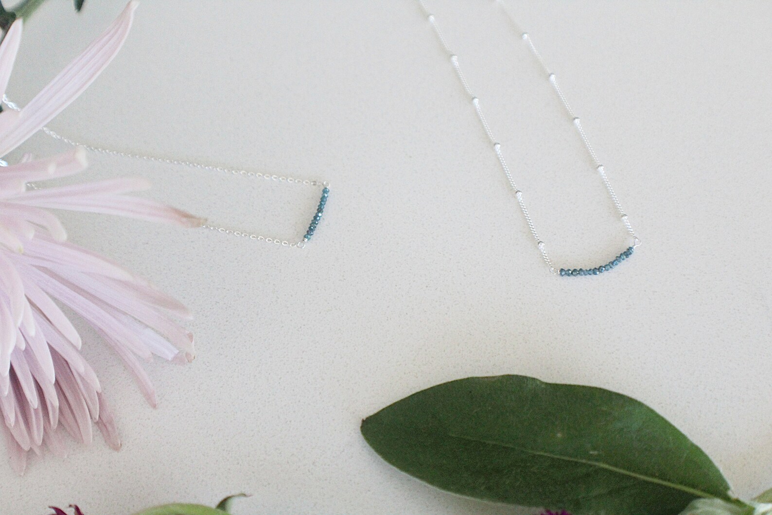 RARE Minimal Raw Blue Diamond Bar Sterling Silver Necklace | Natural ...
