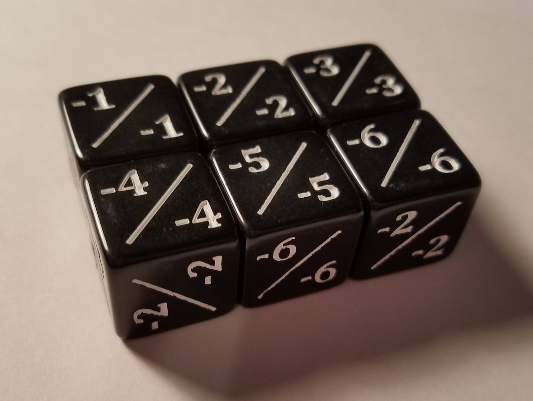 6x the Original Negative Dice Counters, Black -1/-1 for Magic: the ...