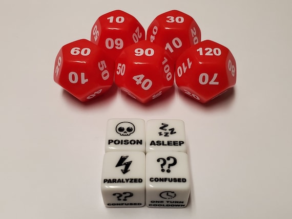 9 Piece Pokemon TCG Dice Set: Damage Counters 10-120 & Special - Etsy