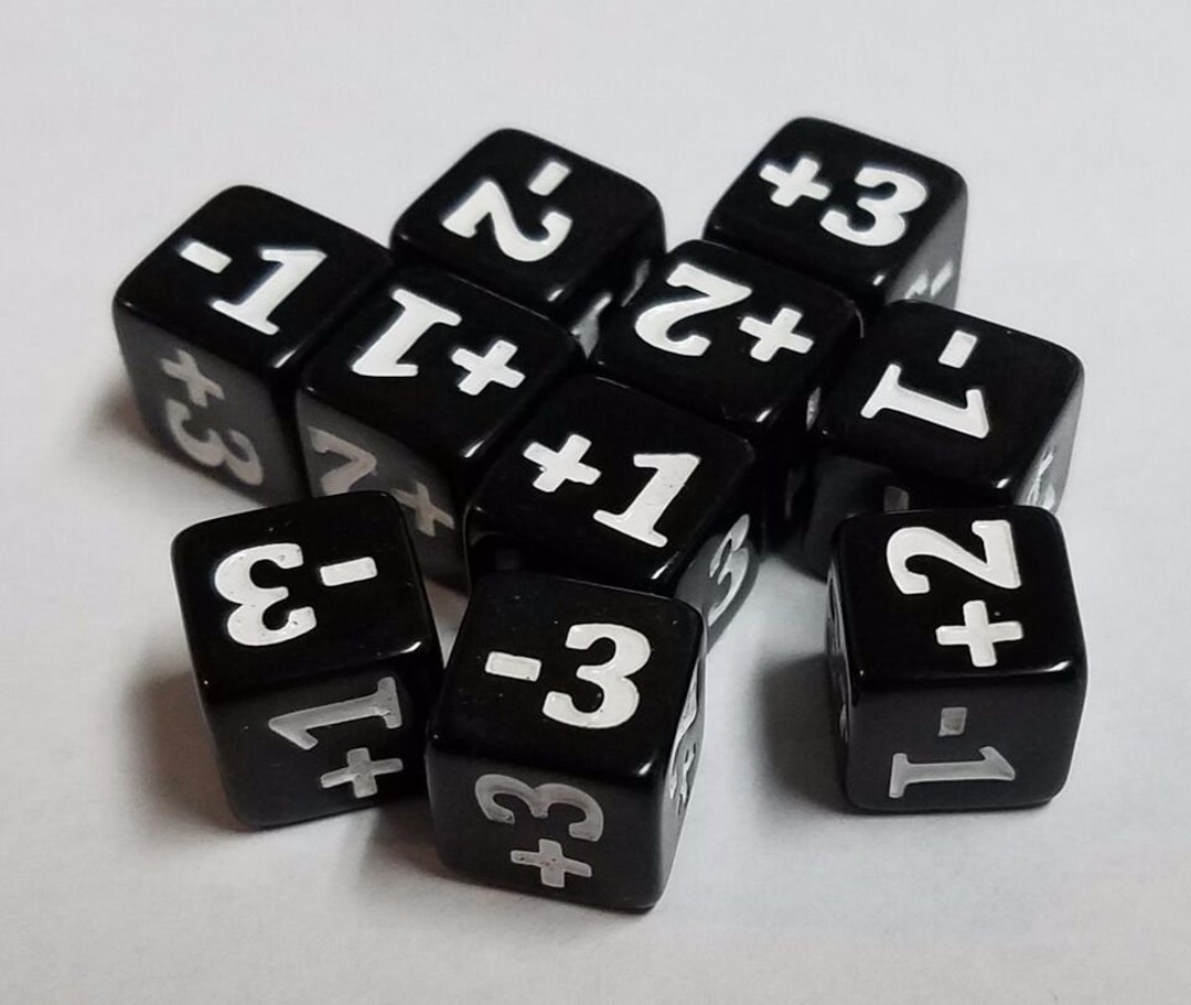 10x Black Minimalist Stats Modifier Dice for Games Like Magic: the ...