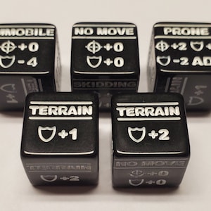 5x Battletech Stats and Special Movement Modifier Dice for Terrain +1 ...