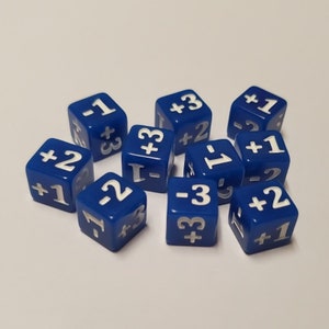 10x Blue Micro CCG Stats and Damage Modifier Dice Compatible With ...