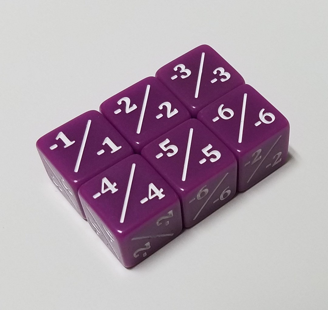 6x Purple Negative Dice Counters -1/-1 for Magic: the Gathering and ...